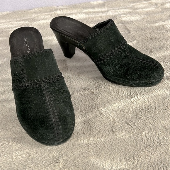 Sonoma | Shoes | Sonoma Juliette Suede Leather Patchwork Slip On Mules ...